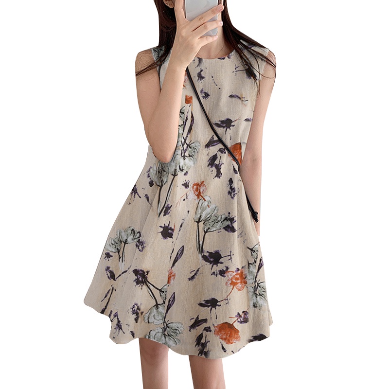 Zanzea Women Casual Loose Floral Print Vintage Sleeveless Mini Dress