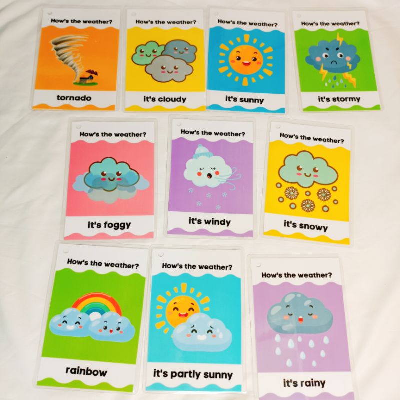 weather educational laminated flashcards | Shopee Philippines