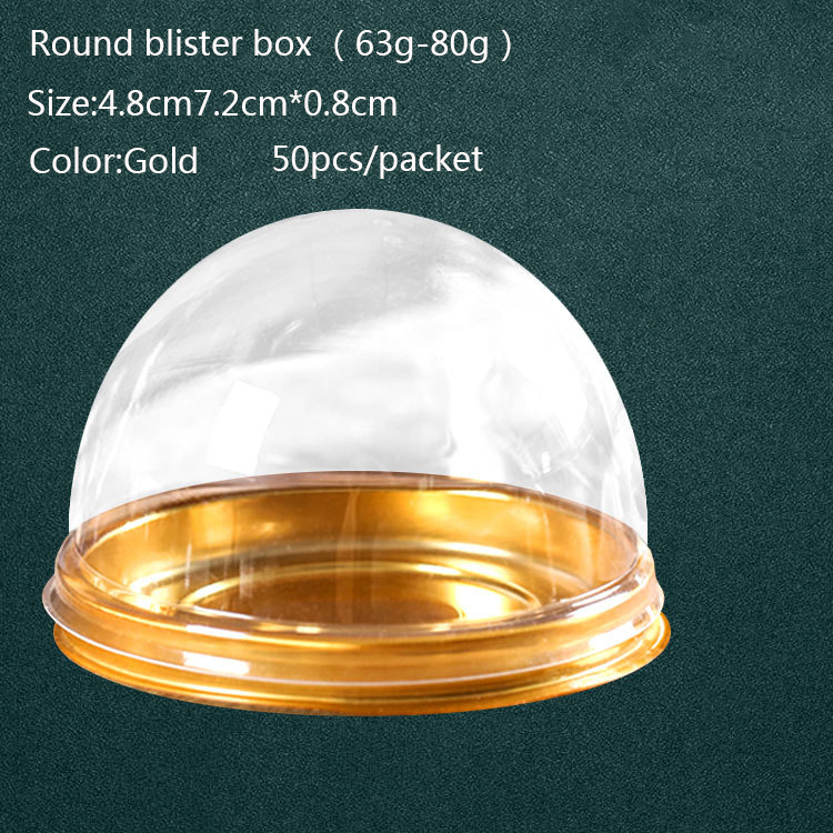 50Pcs/packet Round Moon Cake Tray (50-80G) with Cover Golden Black ...