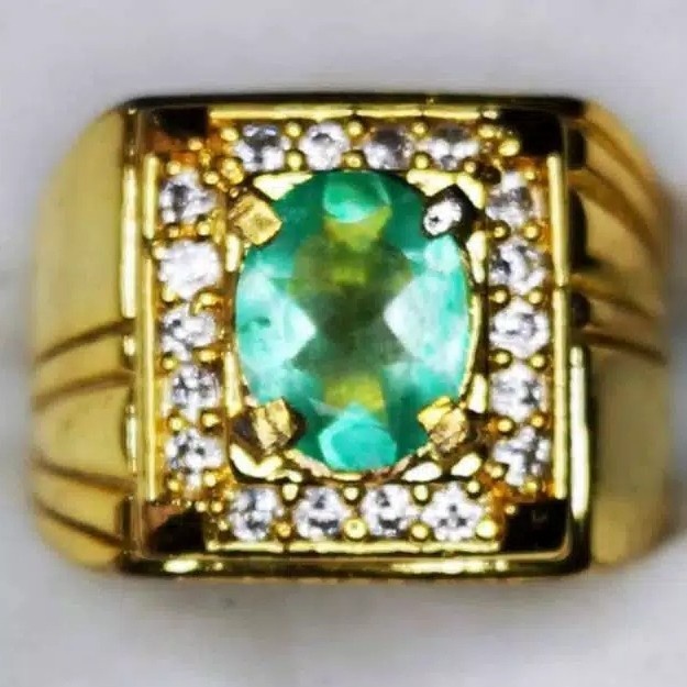 Green EMERALD BERYL Men Ring Stone / ZAMBRUD COLOMBIA NATURA Warranty ...