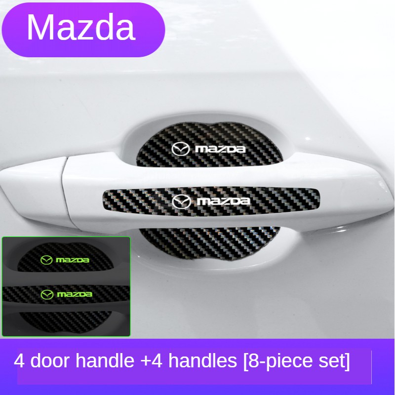 Mazda Car Luminous Carbon Fiber Pattern Door Bowl Handle Sticker ...