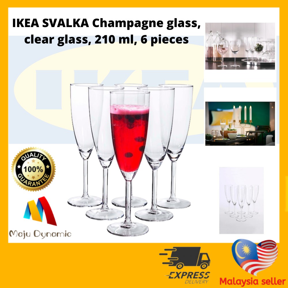 IKEA SVALKA Champagne glass, clear glass, 210 ml, 6 pieces | Shopee ...