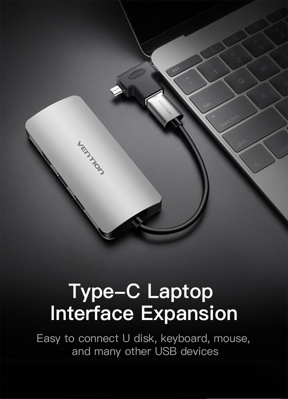 Vention Type-C To Usb 3.0 Adapter Micro 2 In 1 Otg Cable For Keyboard ...