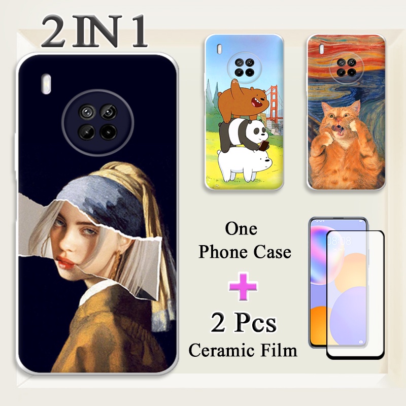 2 IN 1 Huawei Y9A Nova Y9A TPU Soft Silicone Painted Phone Case With ...