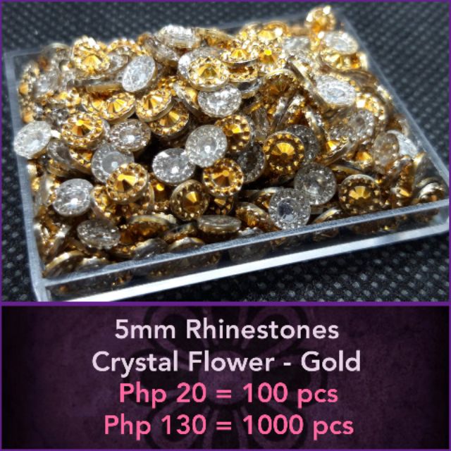 5mm Rhinestones - Crystal Flower Gold (100pcs) | Shopee Philippines