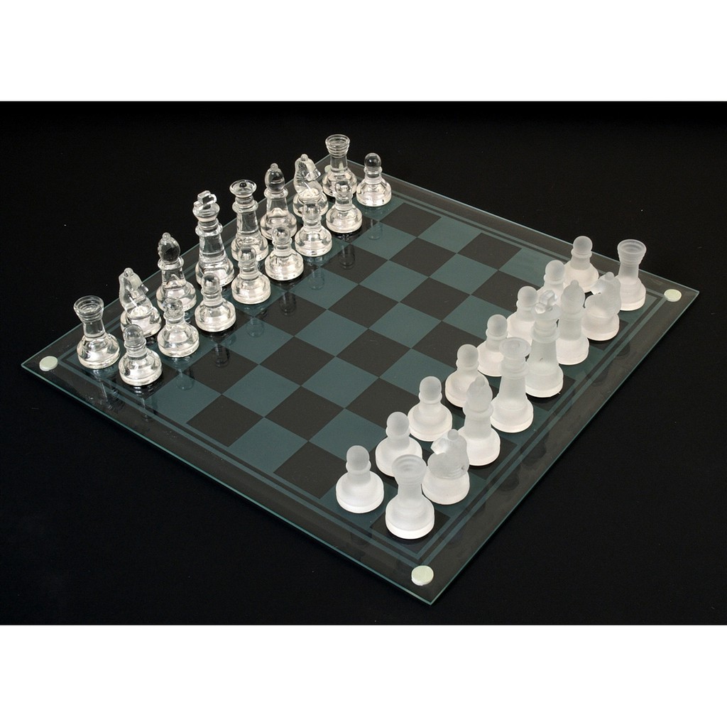 Glass Chess Set With Frosted And Clear Glass Piece (35 X 35 CM ...