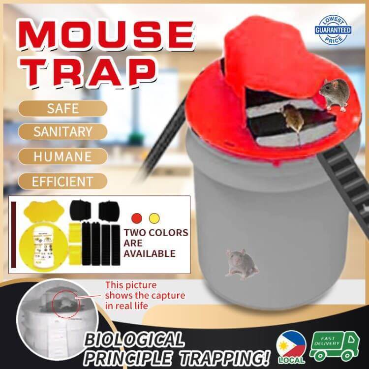 COD Double Head Flip Mouse Trap Lid Reusable Plastic Flip Slide Bucket ...