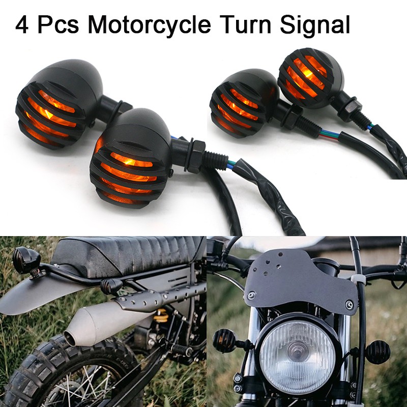 12V Universal 4 pcs Motorcycle Turn Signals Indicator Lights Motorcycle ...