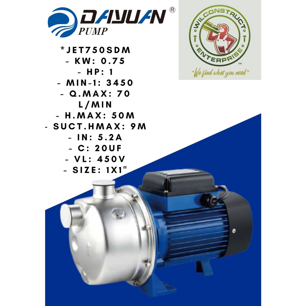 DAYUAN Stainless-Steel Self-Priming Jet Pump | Shopee Philippines