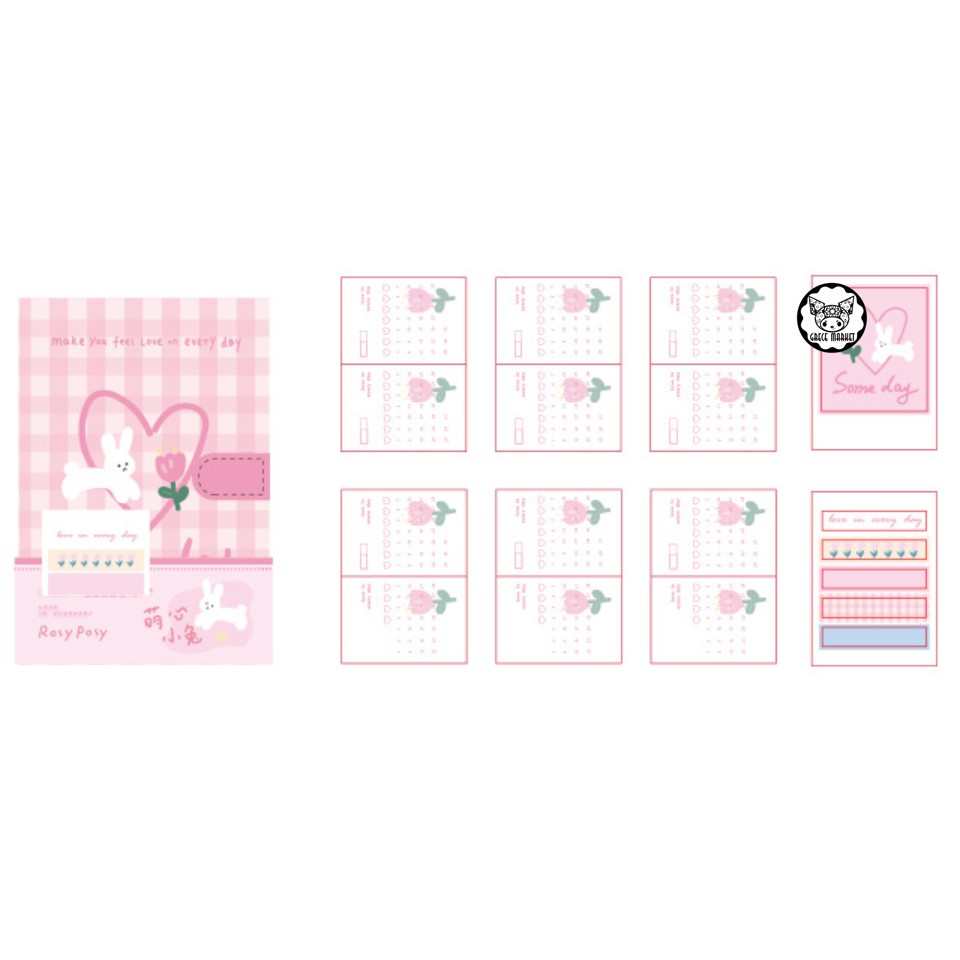 RosyPosy Checkered cute bunny leather notebook with magnet closure A6 ...