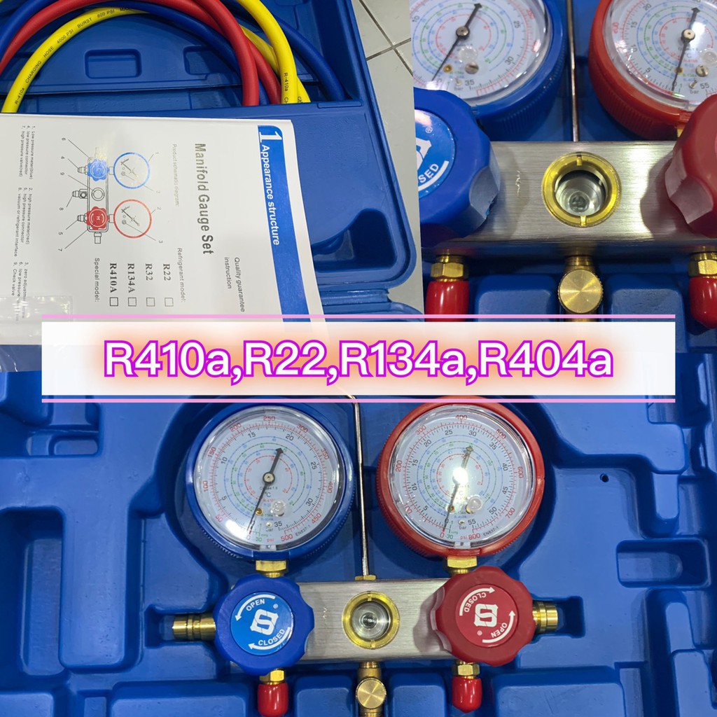 Gauge Set With 3 Lines Good Quality NEW R410a R22 R32 R134a R404A/Manifold Set. | Shopee Philippines