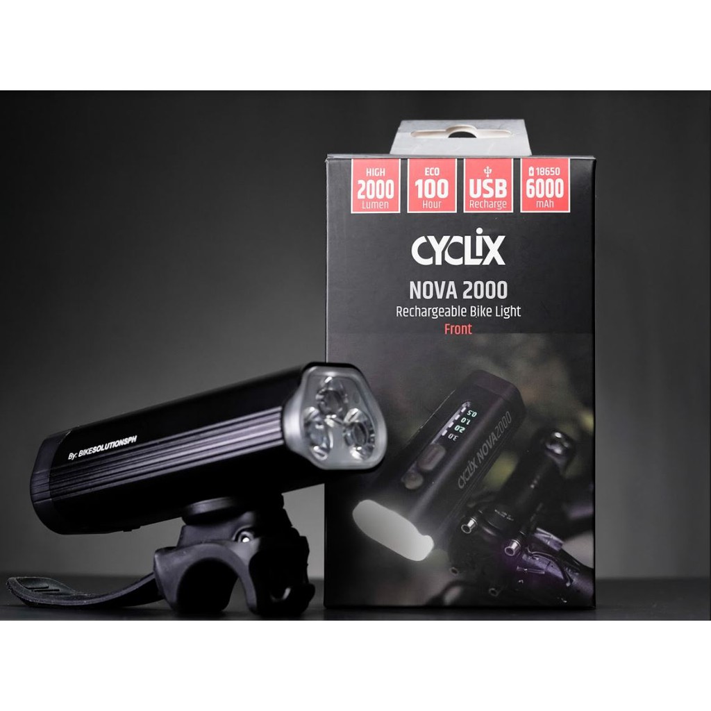 Cyclix Nova 2000lm Super Bright USB Front Bike Light Rechargeable ...