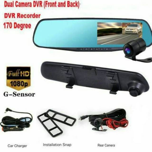Car FRONT MIRROR CAMERA + CAMCORDER FULL HD REAR CAMERA | Shopee ...