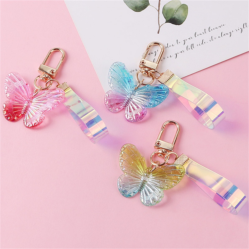 Fashion Acrylic Gradient Butterfly Keychain Stereoscopic Dream ...