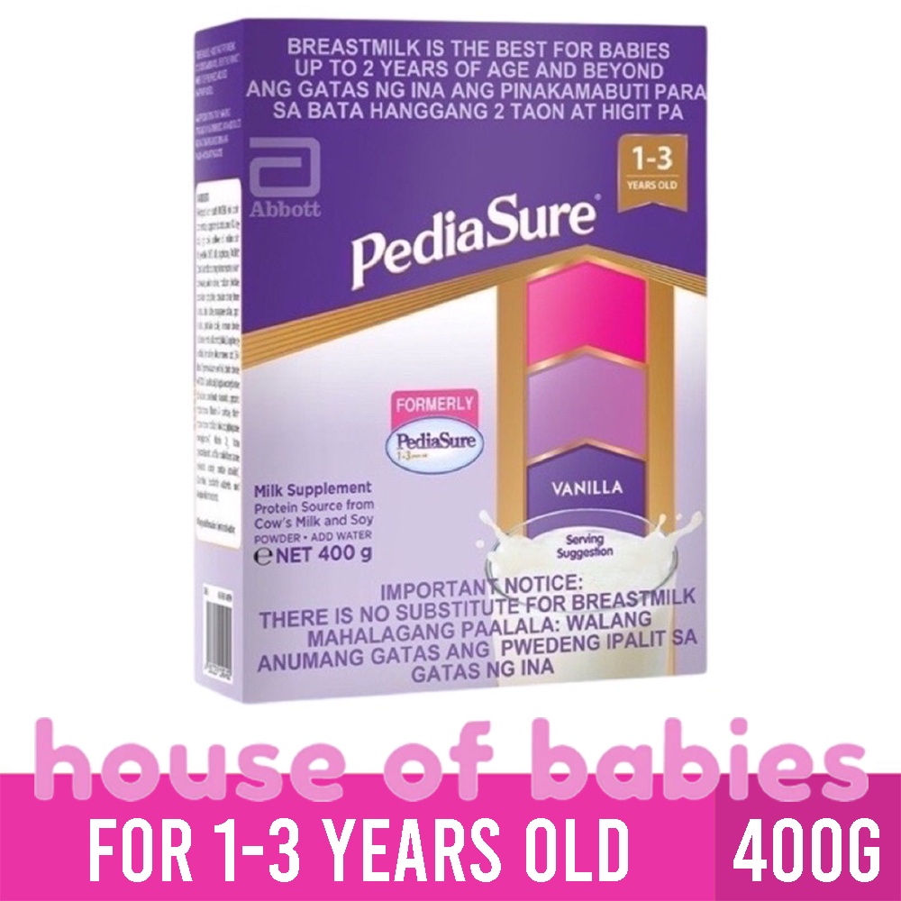 Pediasure Vanilla 400g for 1-3 Years Old Milk Supplement | Shopee ...