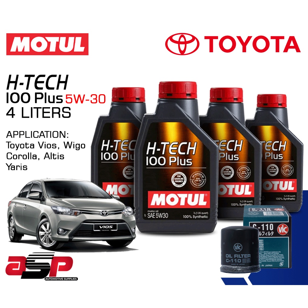 Motul H-Tech 100 Plus 5W-30 Gasoline Oil API SP 4 Liters Bundle for ...