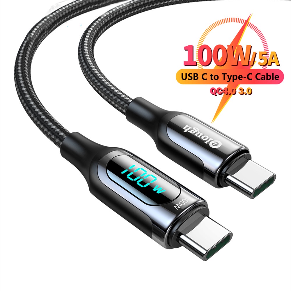PD100W LED Display USB C to Type C Cable 5A USB C Type-C Fast Charging ...