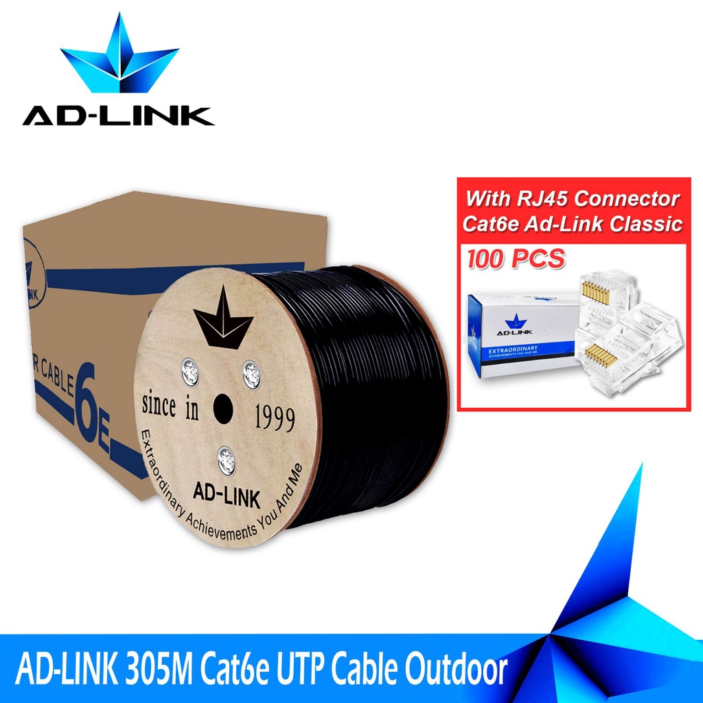 Ad-Link 305M Cat6e UTP Cable Outdoor CCA With 100pcs Ad-Link Rj45 ...