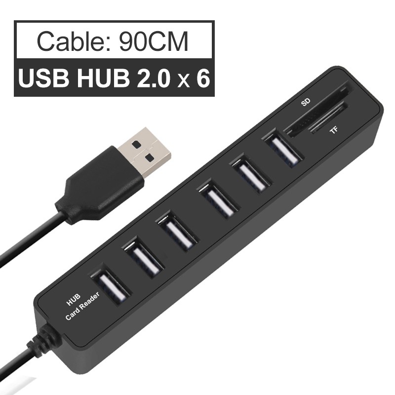 USB 6 Ports Expander Adapter for PC USB 2.0 Hub Multi Splitter Card ...
