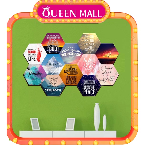 QUEEN MALL HEXAGON SINTRA WALL FRAME / BIBLE VERSE -4inx3.5in (PLEASE ...