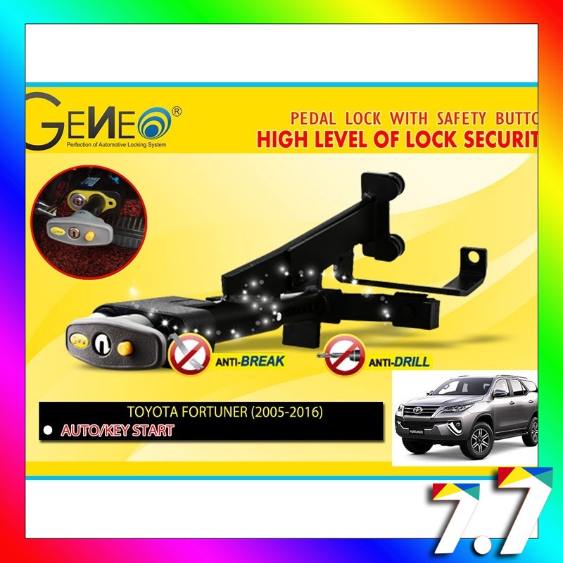 GENEO PEDAL LOCK TOYOTA FORTUNER 2005-2016 (AUTO)(KEY START) | Shopee ...