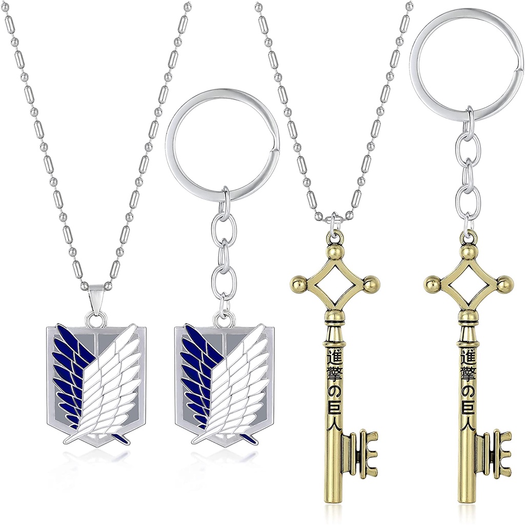 Attack on Titan Necklace Keychain Eren Jaeger Cosplay Wings of Freedom ...