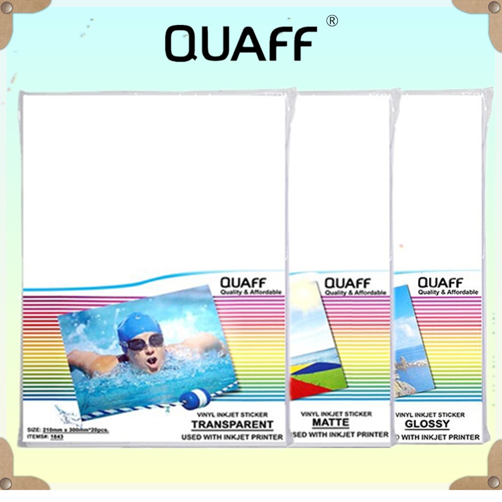 Quaff Vinyl Inkjet Sticker A4 Size(Glossy/Matte/Transparent) | Shopee ...