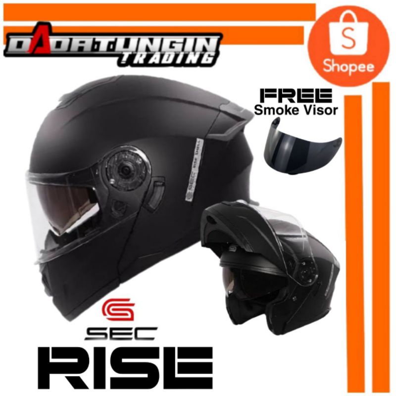 SEC Rise Modular Dual Visor Helmet w/ Free Smoke Visor | Shopee Philippines
