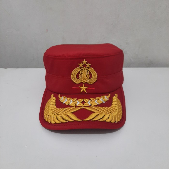 MERAH Red Polri Pati Police Commando Hat Embroidery Logo Tribrata Twist ...