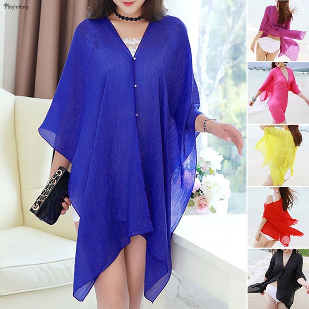 STYLEF-~Ladies Cover Up Swimsuit Swimwear Summer Beach Dress 6 Colors ...