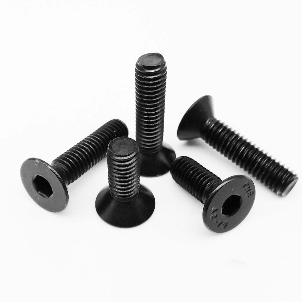 1/20pcs GB70.3 M5 M6 M8 Black 304 A2-70 Stainless Steel Hexagon Hex Socket Flat Countersunk Head ...