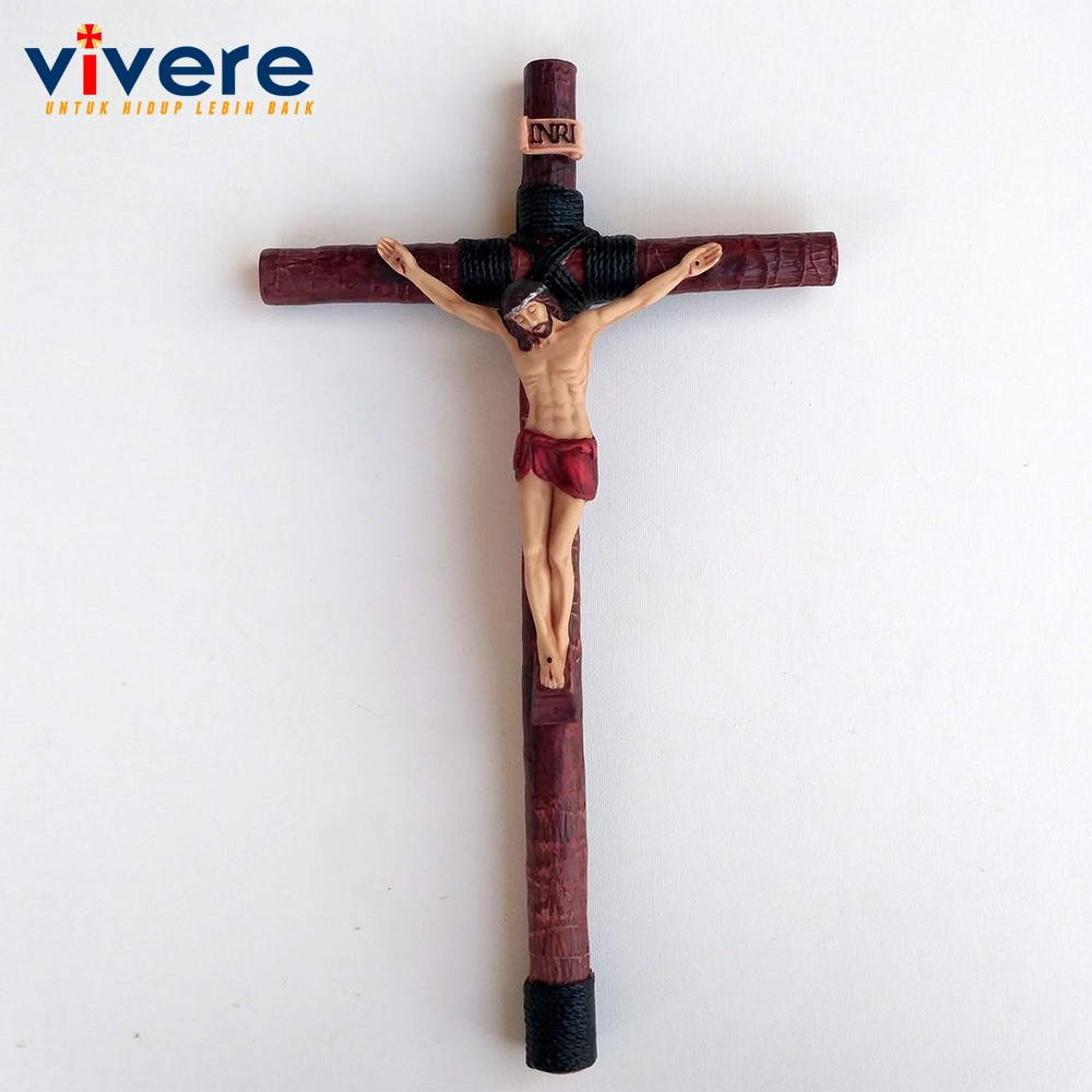 KAYU Round Wooden Motif Jesus Cross 35 cm | Shopee Philippines