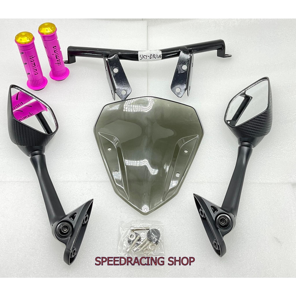 VISOR BRAKET WITH SIDE MIRROR+VISOR FOR CLICK V1/CLICK V2/MIO ETC. WITH ...