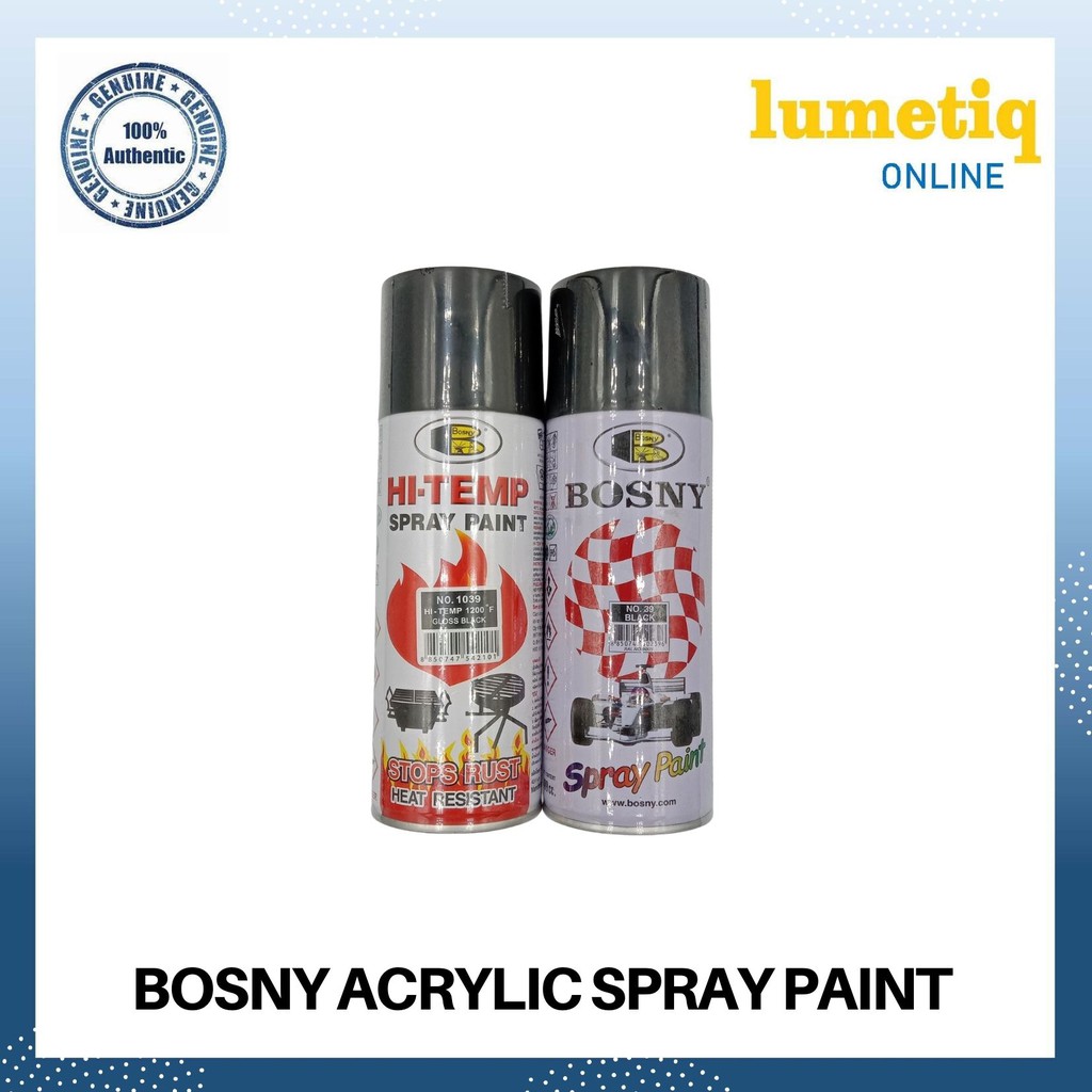 BOSNY Acrylic Spray Paint Black/Flat Black/Gloss Black (Hi-Temp ...