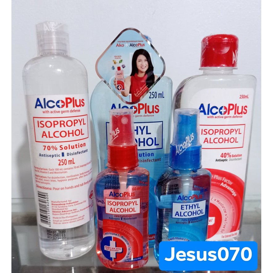 AlcoPlus Alcohol 60ml 250ml Blue (Ethyl) Red (Isopropyl) | Shopee ...