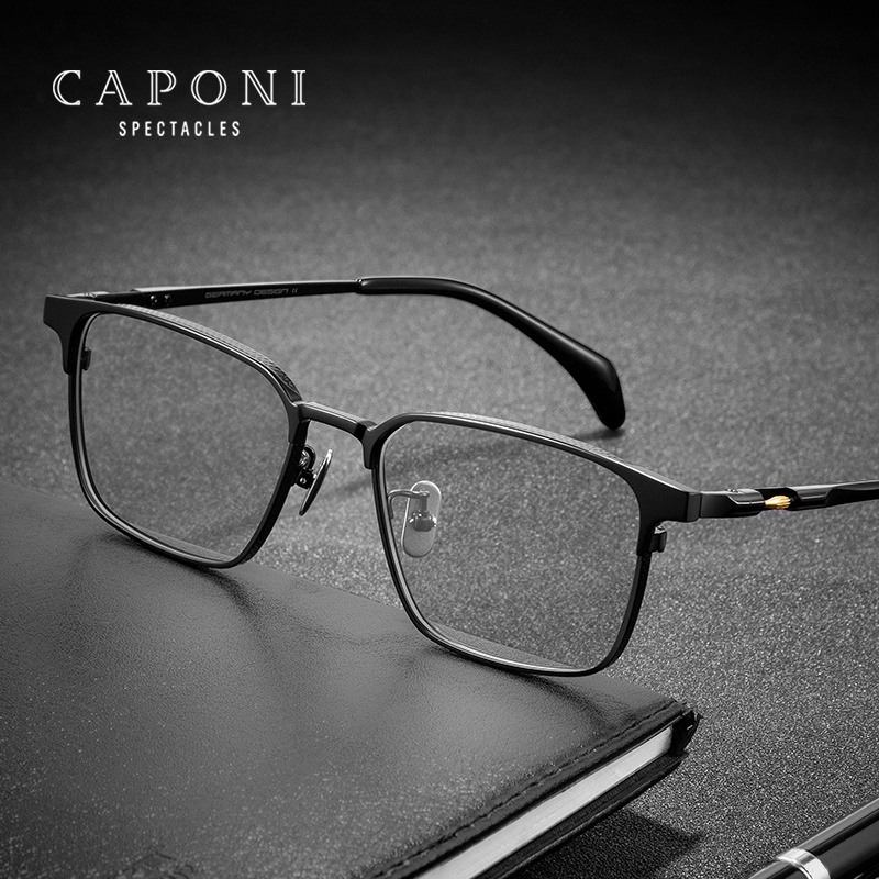 CAPONI 100% Pure Titanium Glasses For Men Optical Anti Blue Light ...