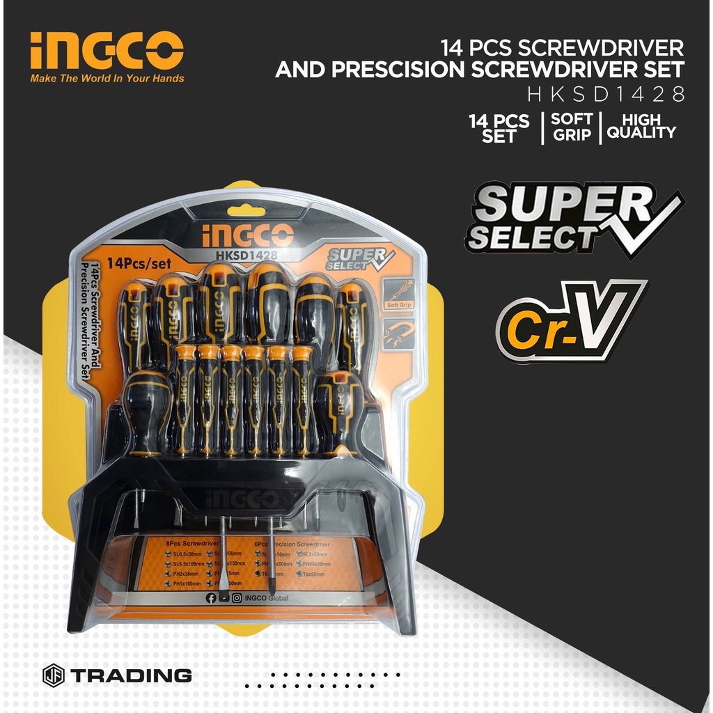 INGCO SUPER SELECT 14Pcs Screwdriver And Precision Screwdriver Set ...