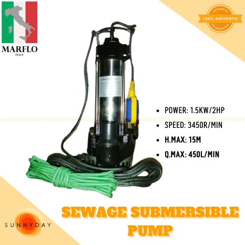 MARFLO 2HP V1500F SEWAGE SUBMERSIBLE PUMP 220V | Shopee Philippines