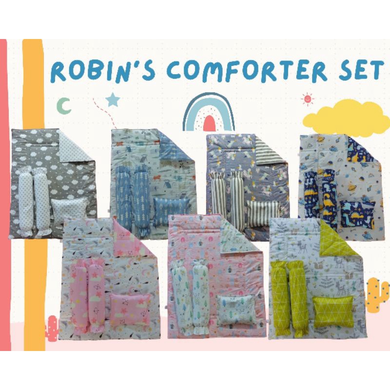 REVERSIBLE 7 in 1 Baby Comforter Set/ Baby Beddings (Robin's Comfy Set ...