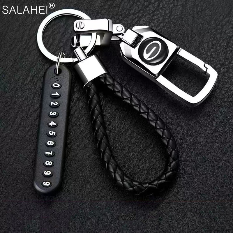 Car Key Rings Anti-Lost Number Plate Braided Rope Keychain Pendant For ...