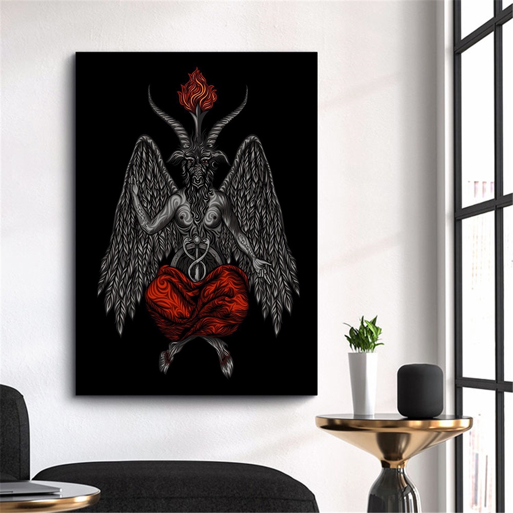 Baphomet Satanic Crosses With Hail Satan Tapestry Wall Hanging Table ...