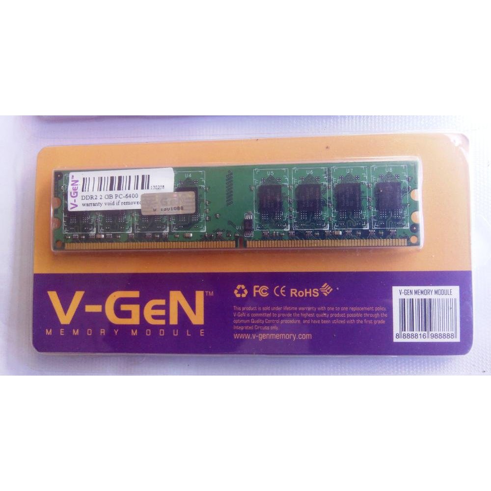 Memory RAM V-GEN 2GB DDR2 PC 5300/6400/LIFETIME Warranty | Shopee ...