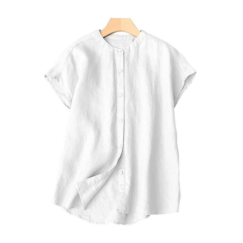 Zanzea Women Casual Loose Breasted Short Sleeve Solid Color Cotton