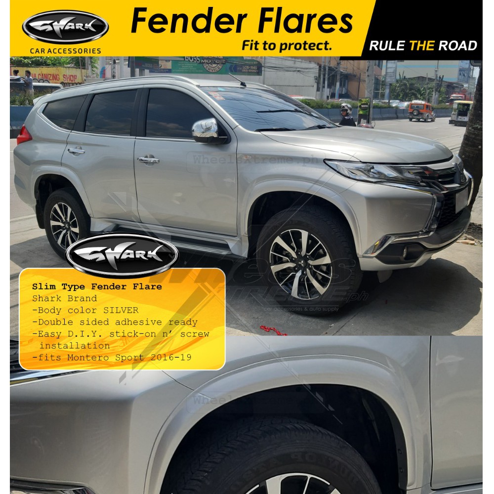 Montero Sport 2016-2019 body color Silver Shark FENDER FLARE | Shopee ...