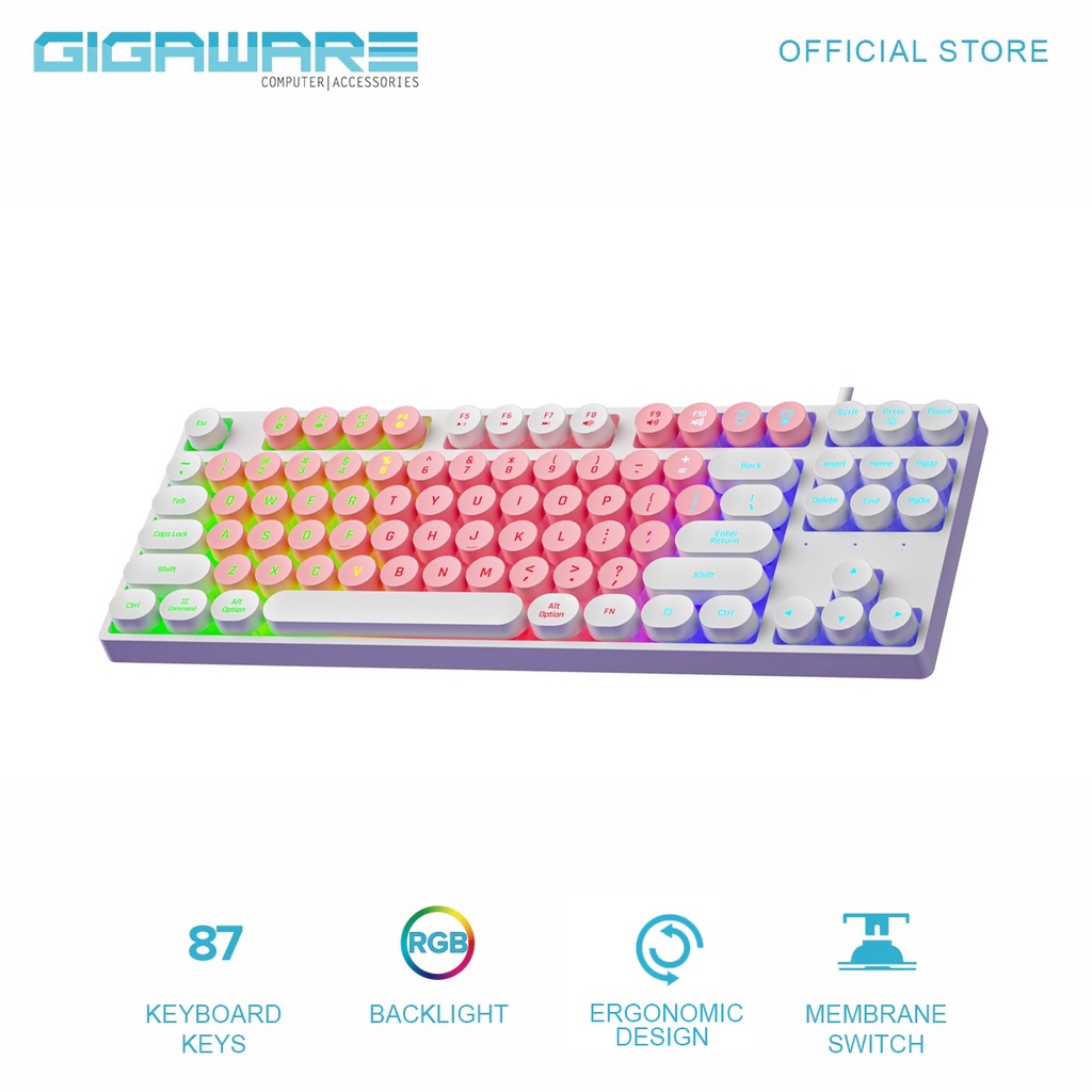 Dark Alien DK100 87 Keys Retro Punk Keyboard RGB LED Suspended Membrane Keyboard | Shopee ...