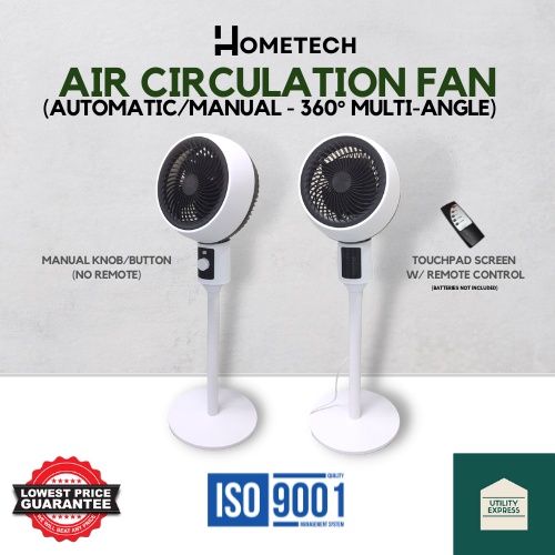 360°Air Circulation Stand Fan w/ Remote / Manual Hometech Brand [3 Speed Adjustment] Multi-Angle ...