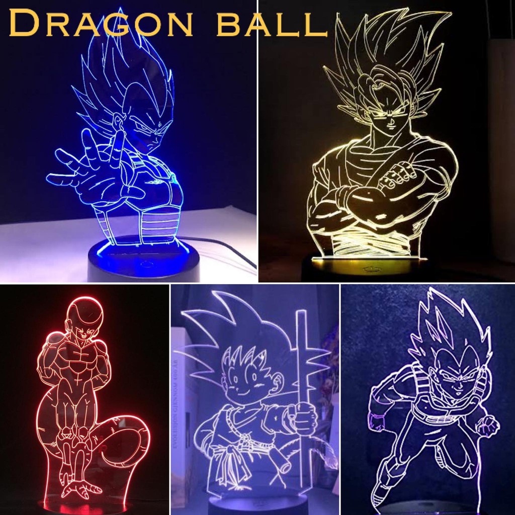 Dragon Ball Goku Vegeta Frieza Anime 3D Acrylic LED Lamp Table Desk ...