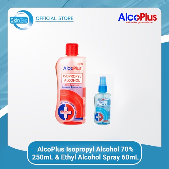 AlcoPlus Red 70% Isopropyl Alcohol (250ml) + AlcoPlus Ethyl Blue Spray ...