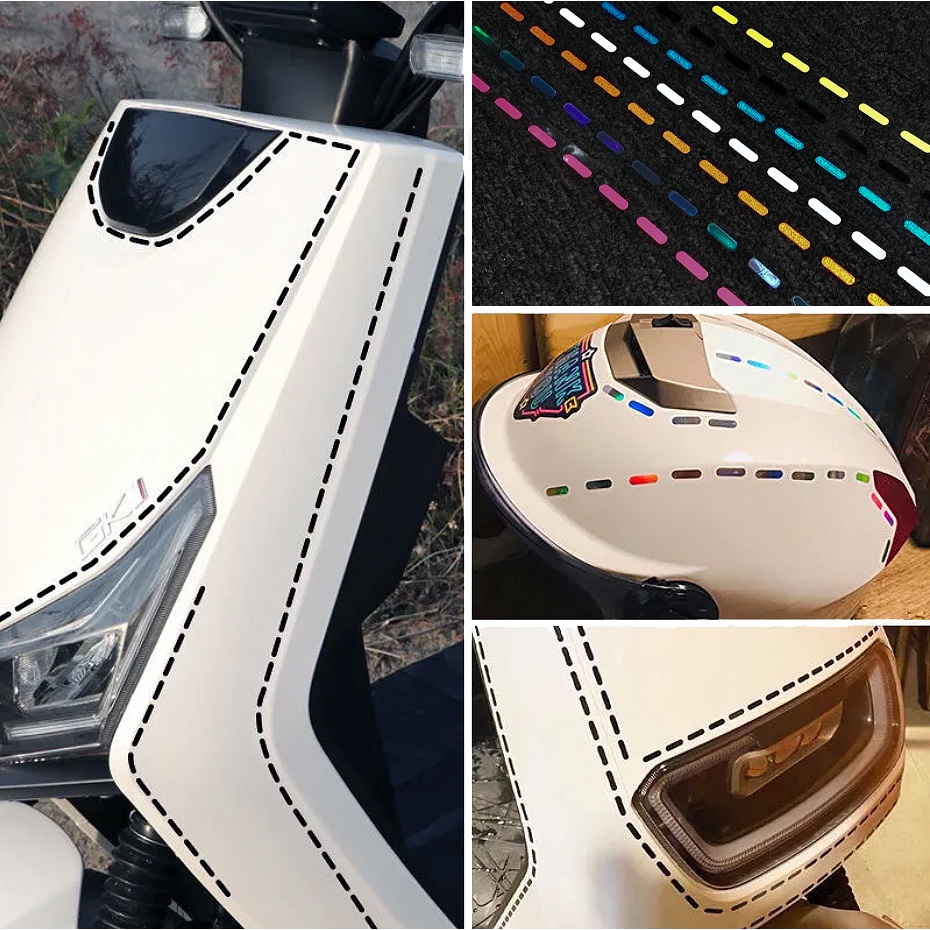 Universal DIY Dotted Line Motorcycle Decorative Sticker Sewing Stitch ...