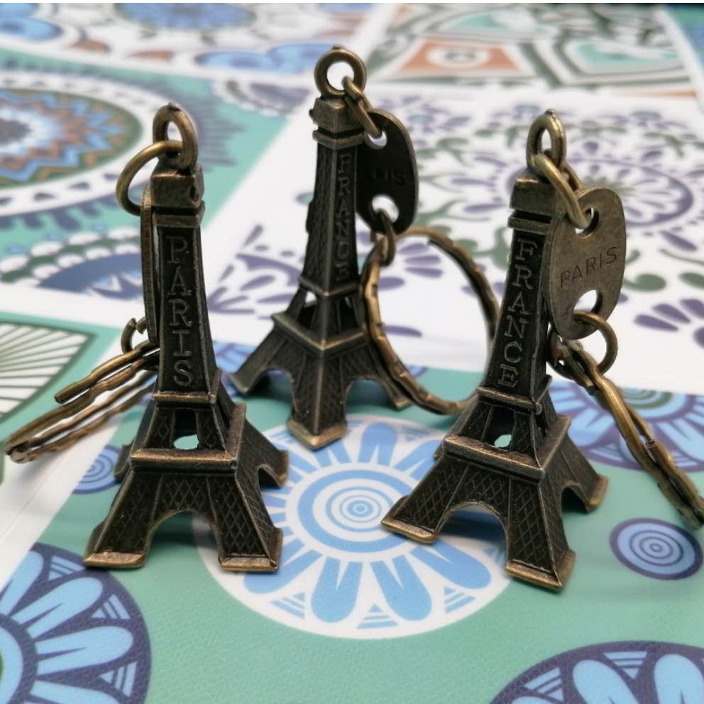 12 pieces Paris cute eiffel tower with paris ring keychain | Shopee ...